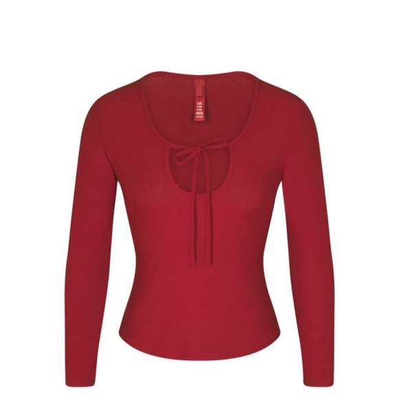 SKIMS | Intimates & Sleepwear | Skims Tie Front Long Sleeve Rib Stretch ...